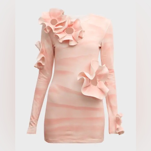 AREA | Dresses | Arearuffle Flower Cutout Longsleeve Mini Dress | Poshmark